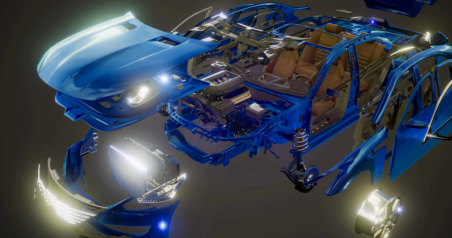 Disassembled Blue Car Showing Intricate Stock Motion Graphics SBV ...