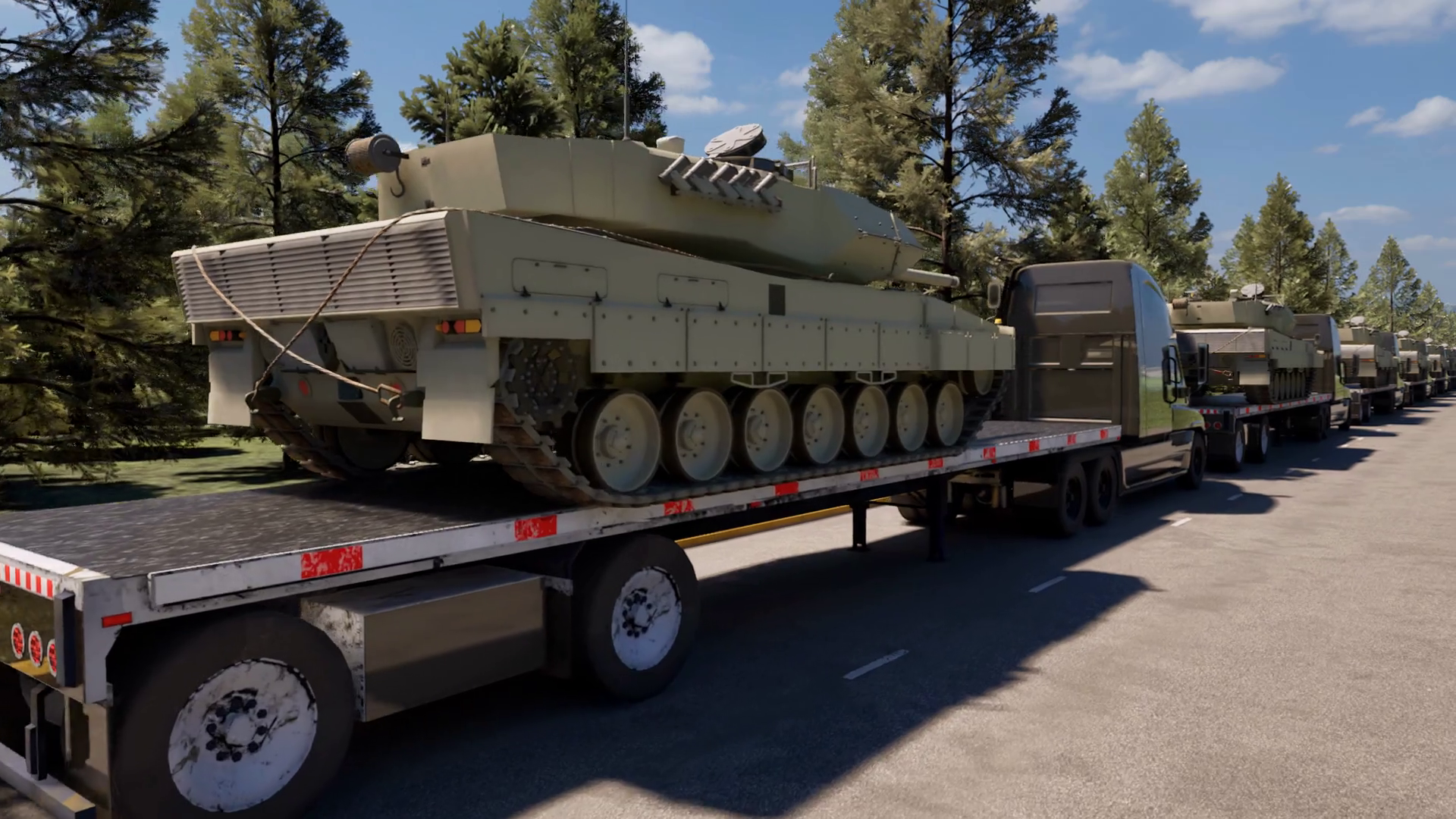 A Convoy Of Military Armored Tanks On Back Stock Footage SBV-348648342 ...