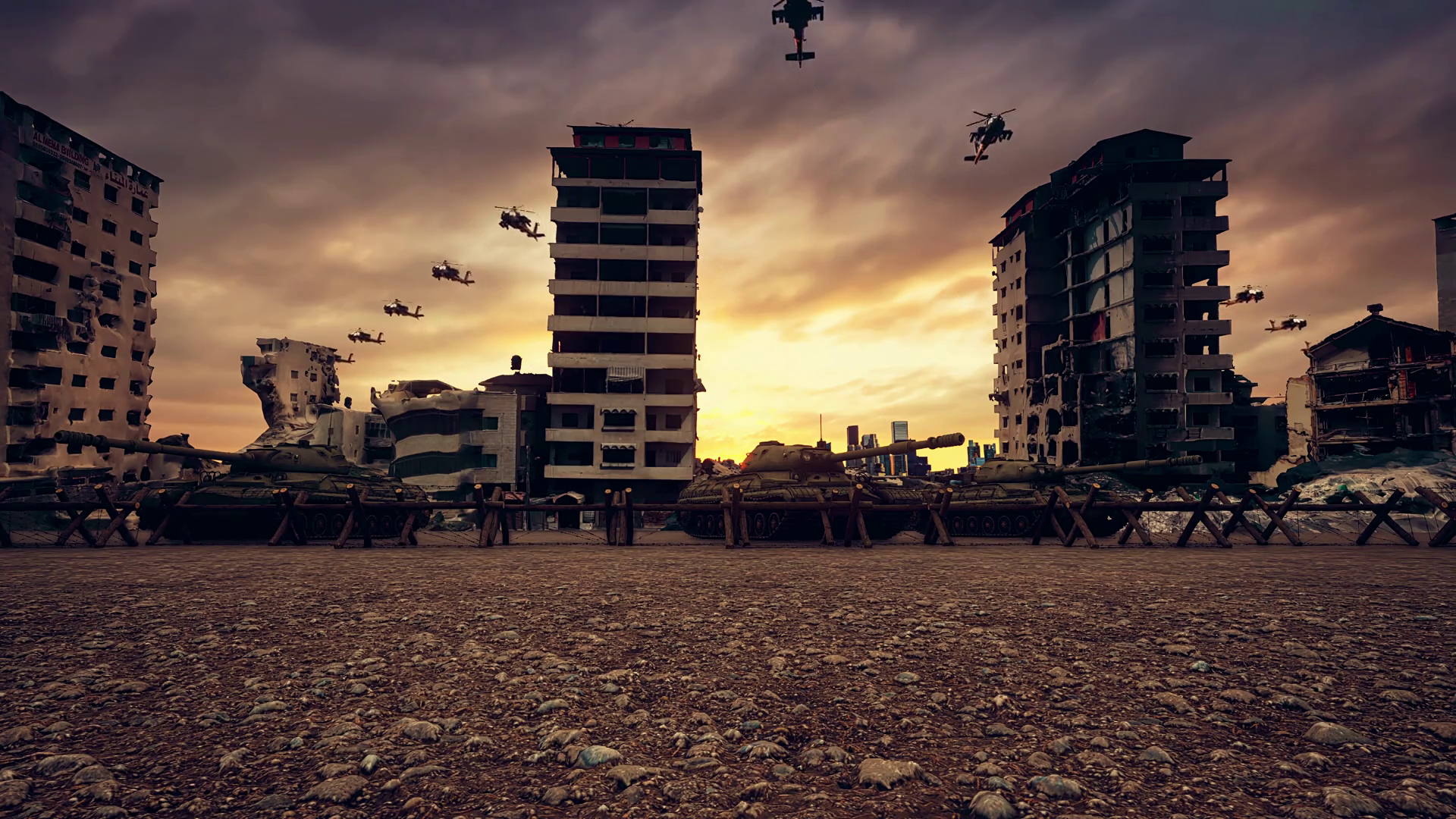 The Scene Of War Zone With Military Stock Footage SBV-348975259 ...
