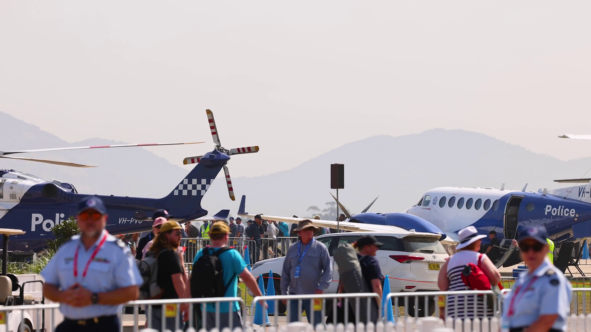Crowd At Airshow With Helicopter In Stock Footage SBV-352594707 ...