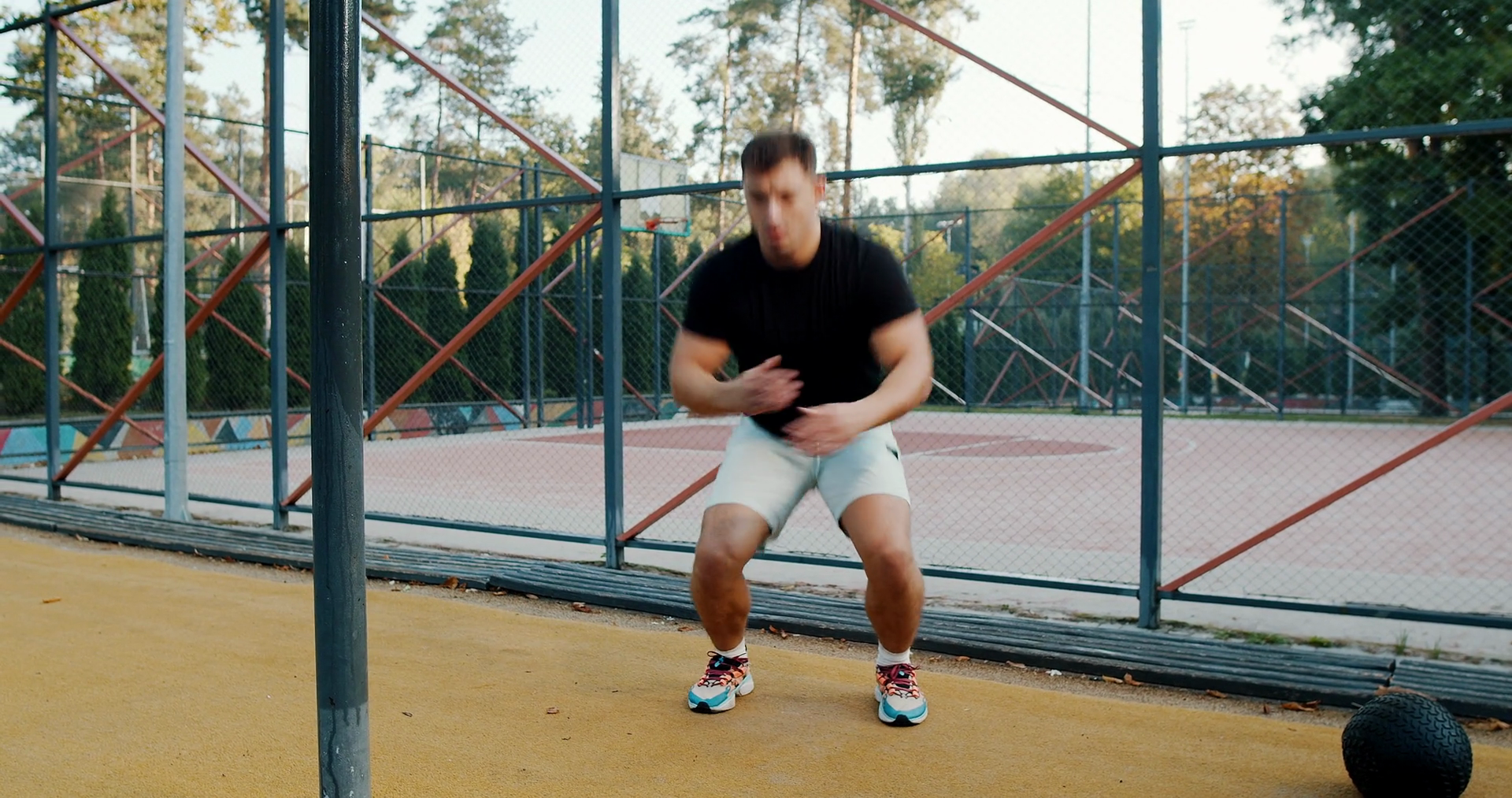 Dynamic Workout Routine Engage In Squats Stock Footage SBV-352874109 ...