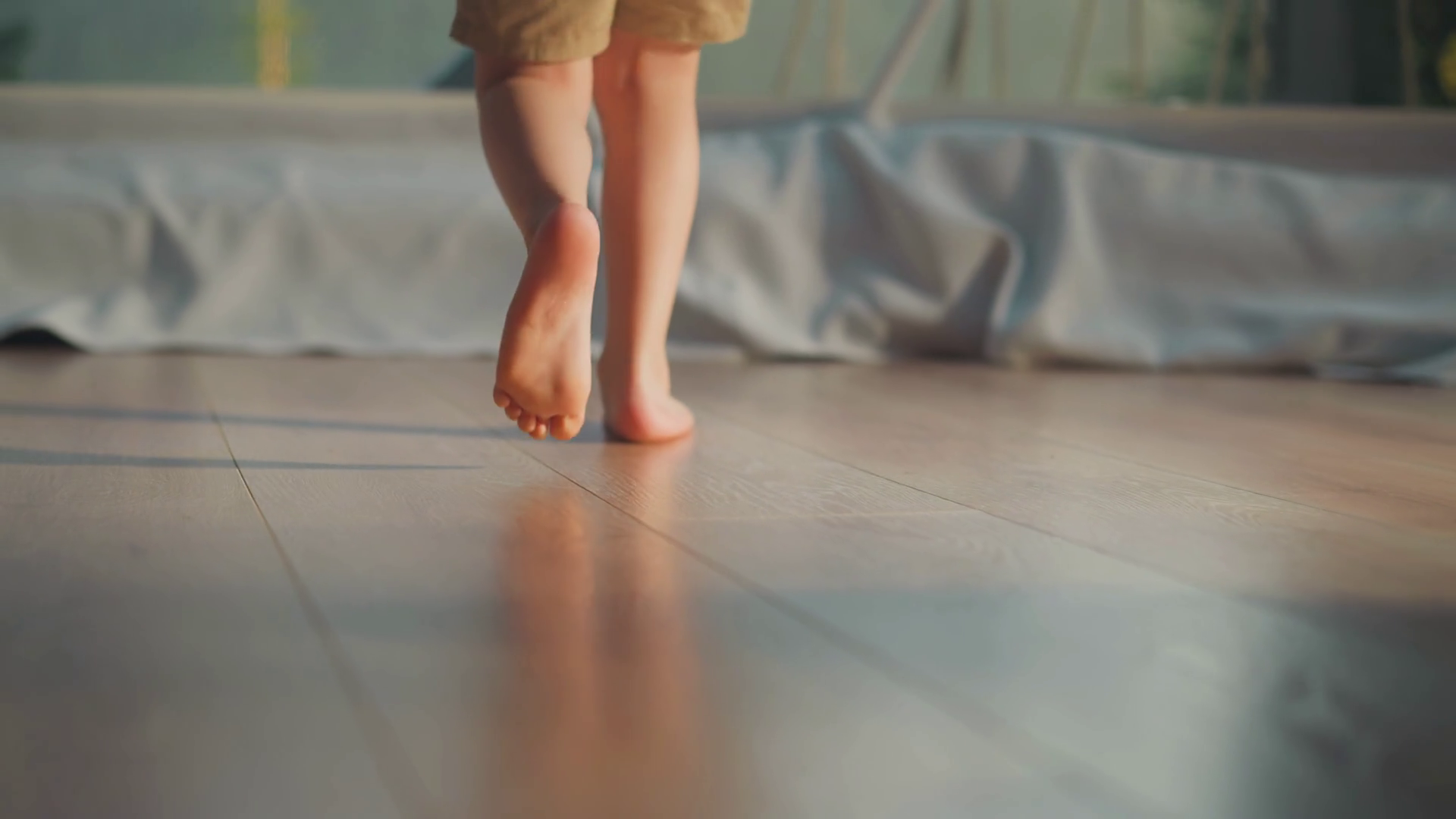Child Feet Move Towards White Wall Of Stock Footage SBV-348582464 ...