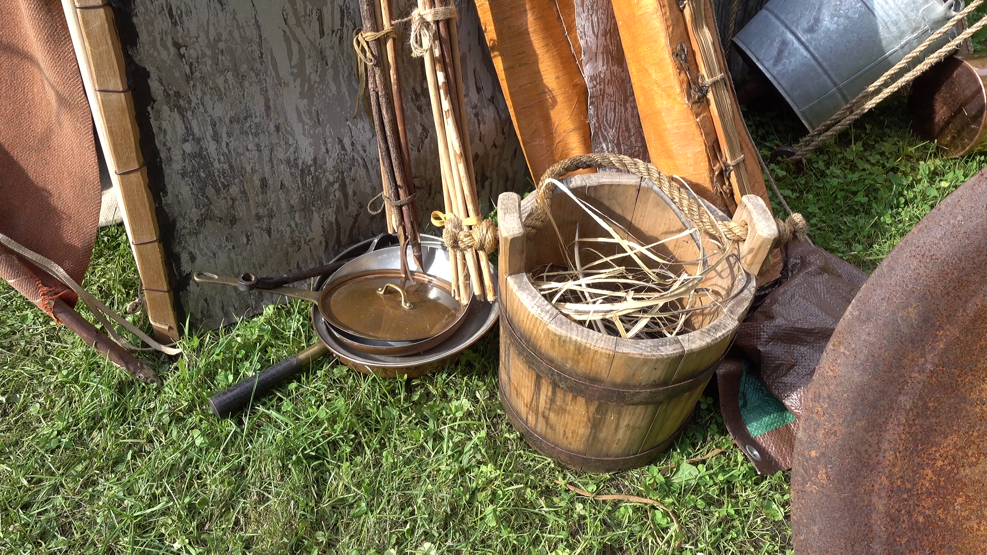 Items Outside Teepee Tent Of Native American Stock Footage SBV ...