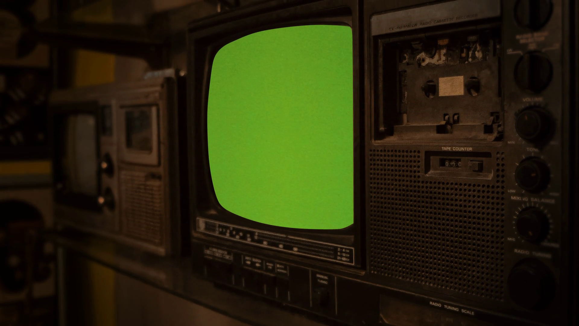 Retro Tv Set Green Screen Statics Vintage Stock Footage SBV-352699301 ...