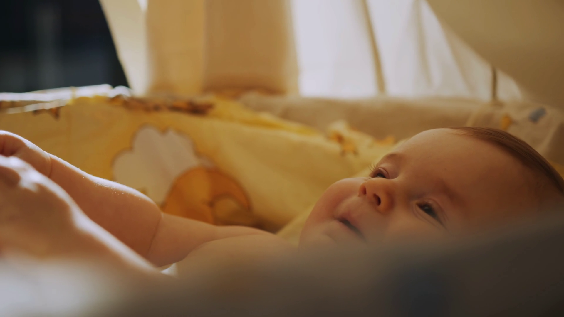 Child In Cradle Authentic Close Up Footage Stock Footage SBV-348452636 ...