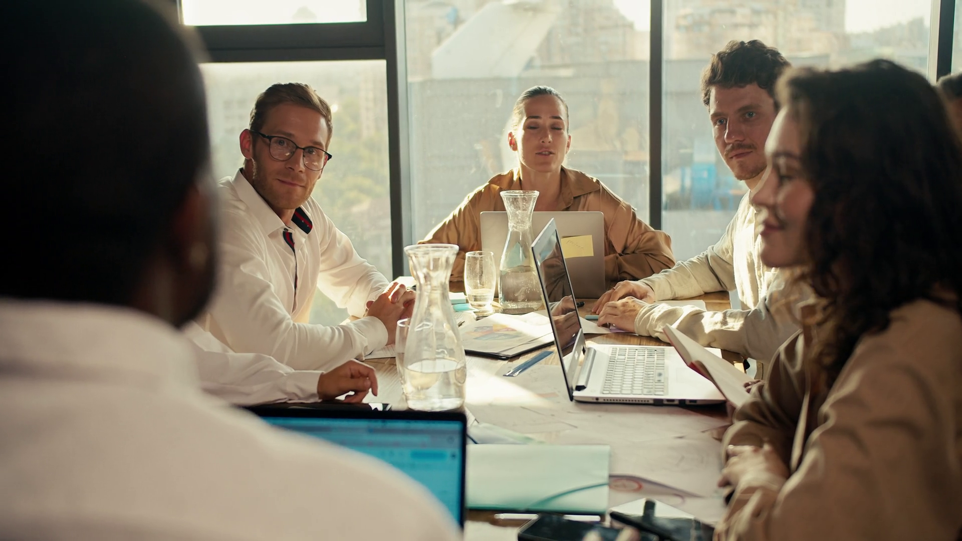 Offline Conference Of Office Workers Guy Stock Footage SBV-348382450 ...