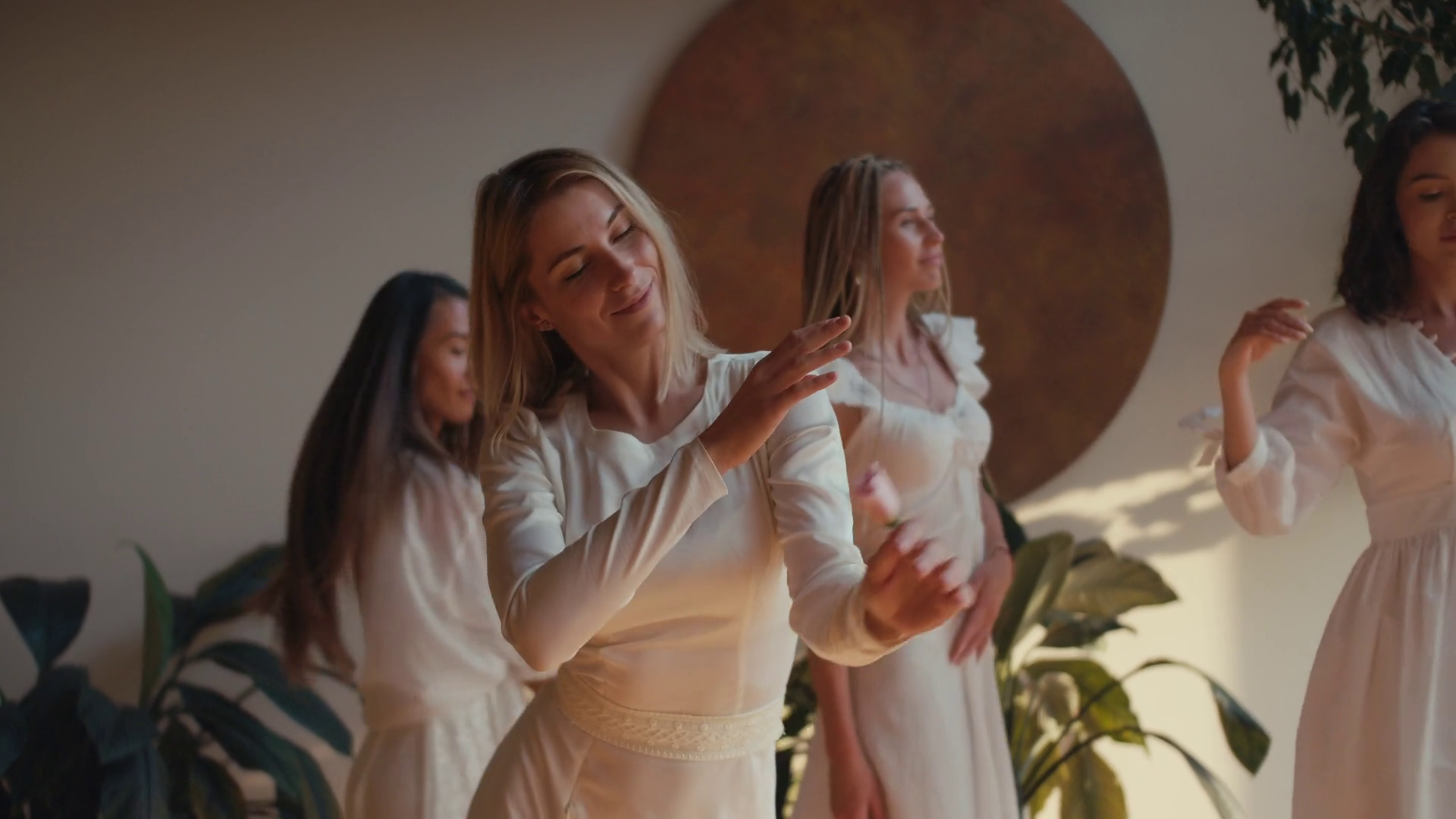 Group Therapy Girls Dressed In White Dancing Stock Footage SBV ...