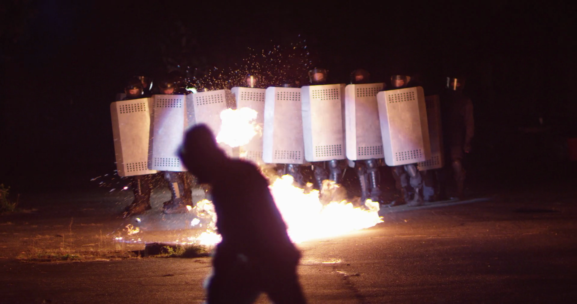 Man Throwing Patrol Bomb On Police Stock Footage SBV-348412671 ...
