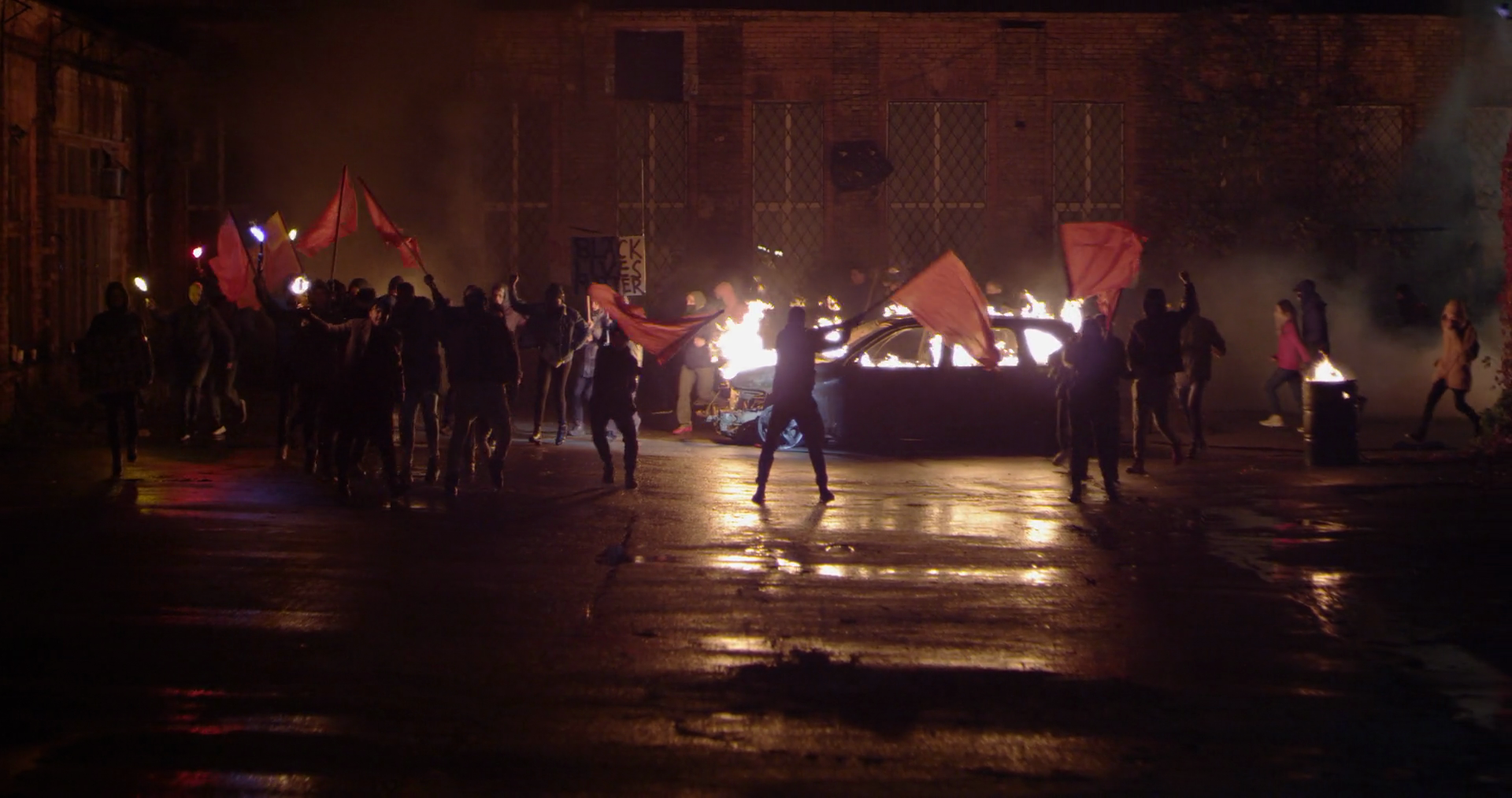 People Running With Red Flags To Protest Stock Footage SBV-348416186 ...