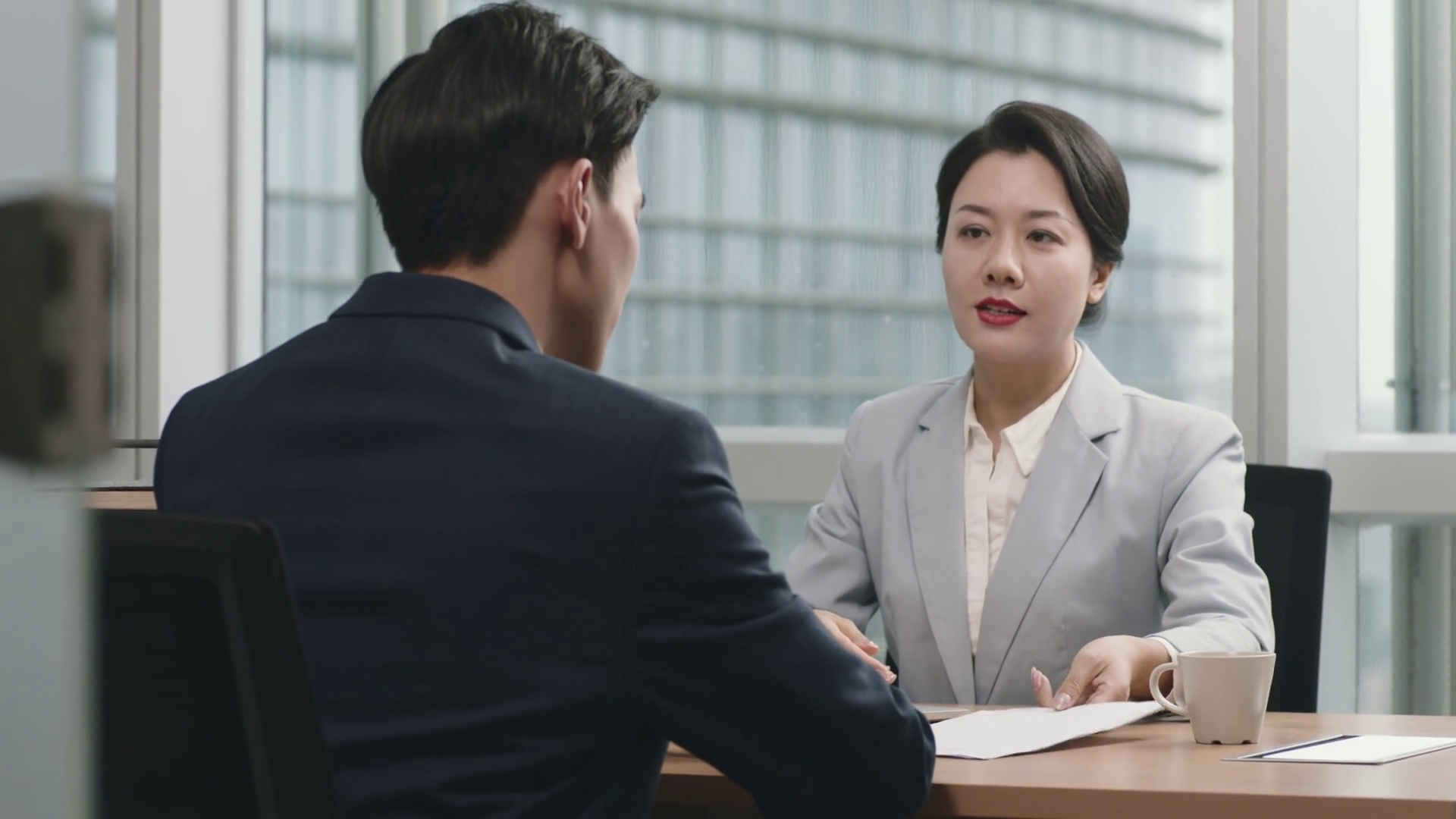 Asian Female Hr Manager Talking With Male Stock Footage SBV-349295810 ...