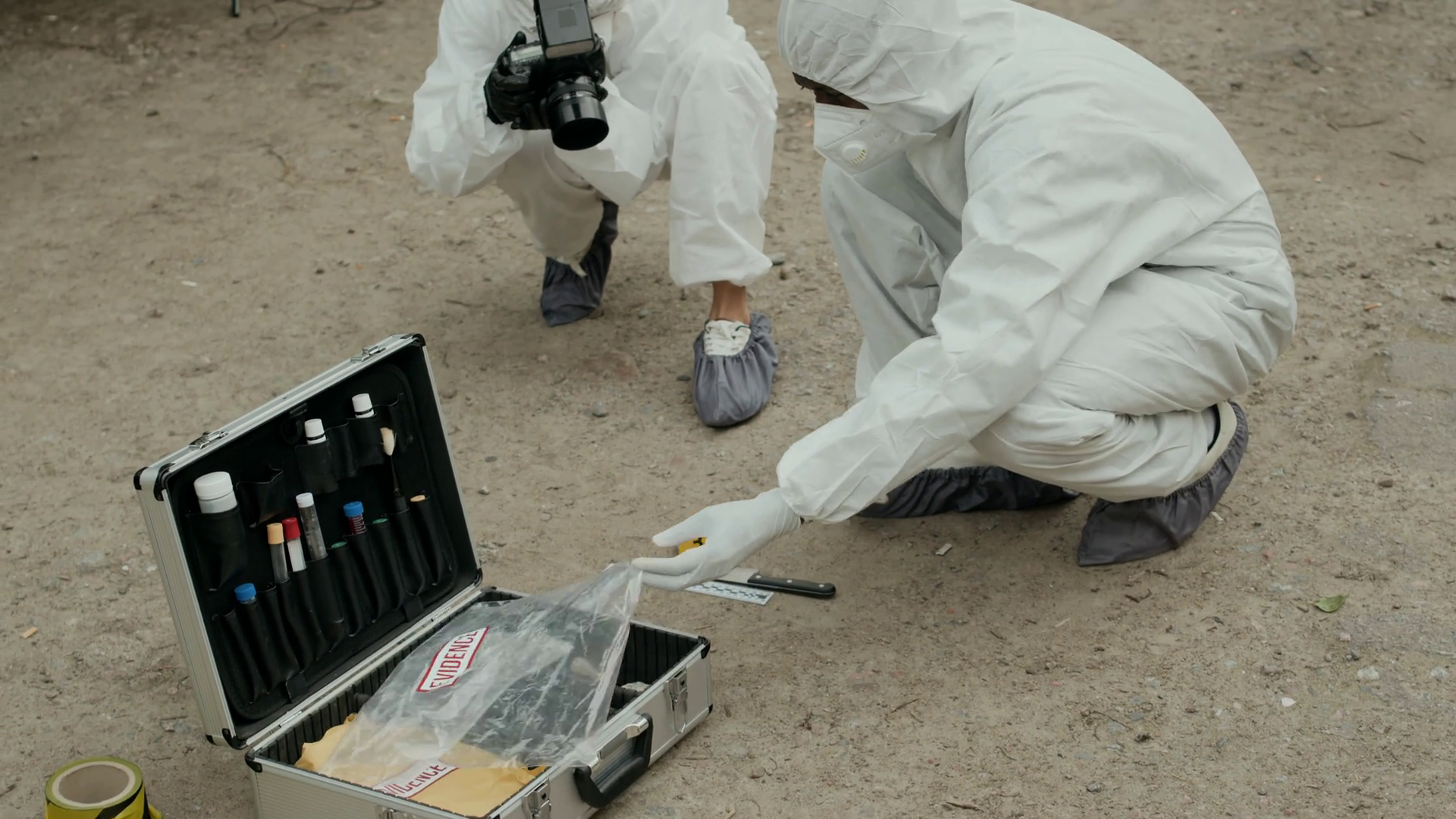 Csi Agent Wearing Protective Suit Putting Stock Footage SBV-349230060 ...