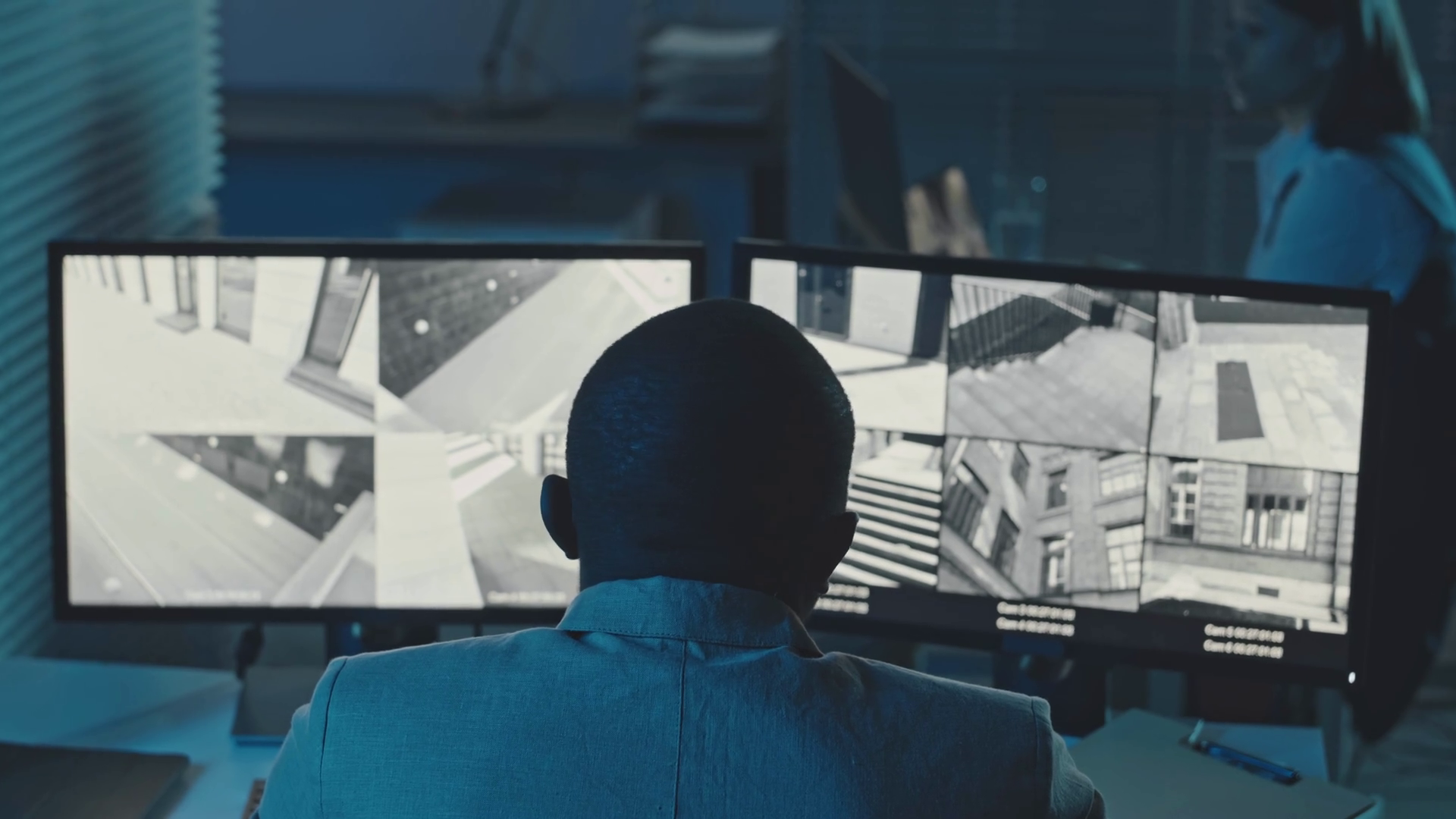 Back View Of Black Male Security Guard Stock Footage SBV-348424946 ...