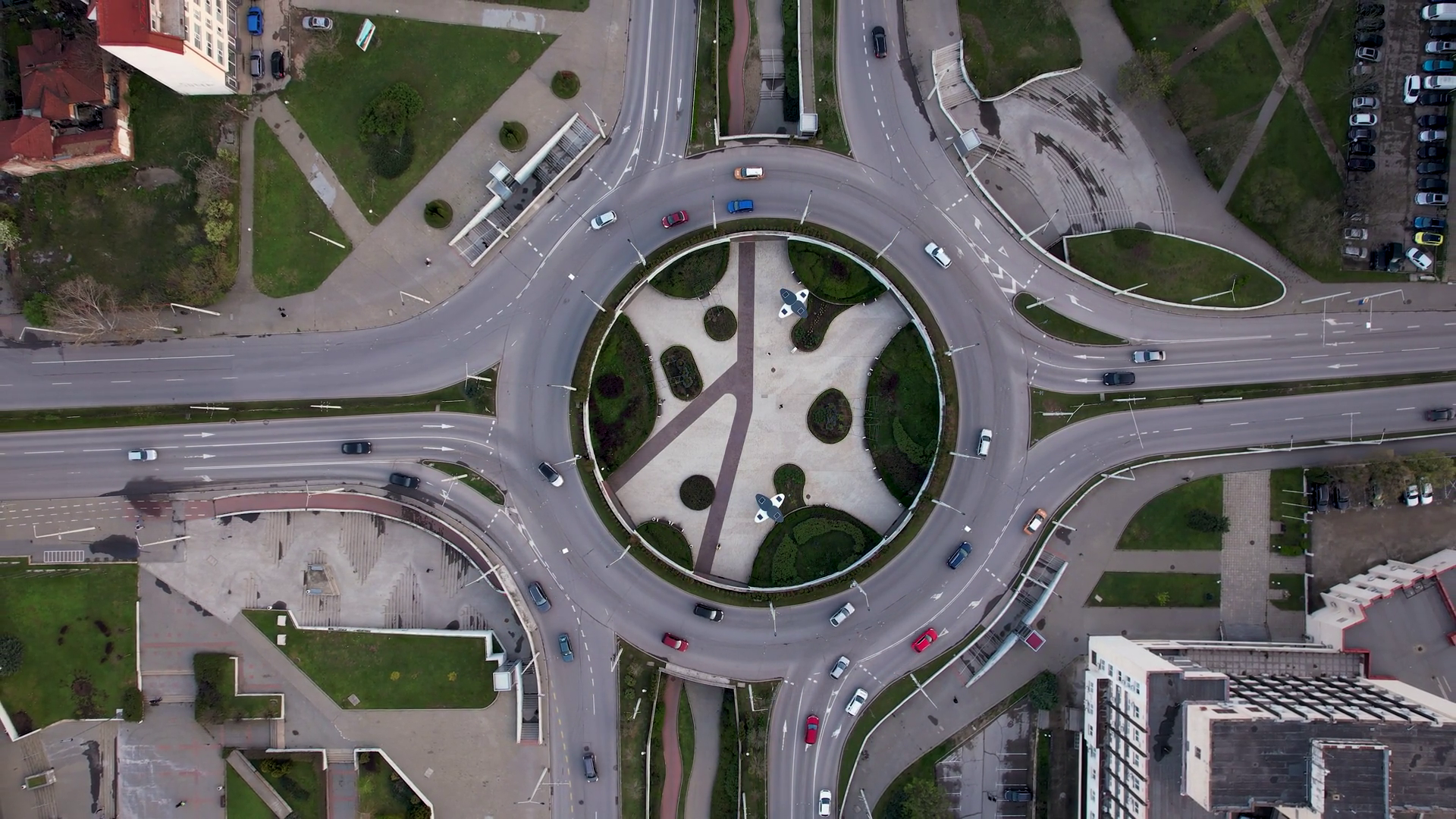Aerial View Of Roundabout Surrounded Stock Footage SBV-353308231 ...