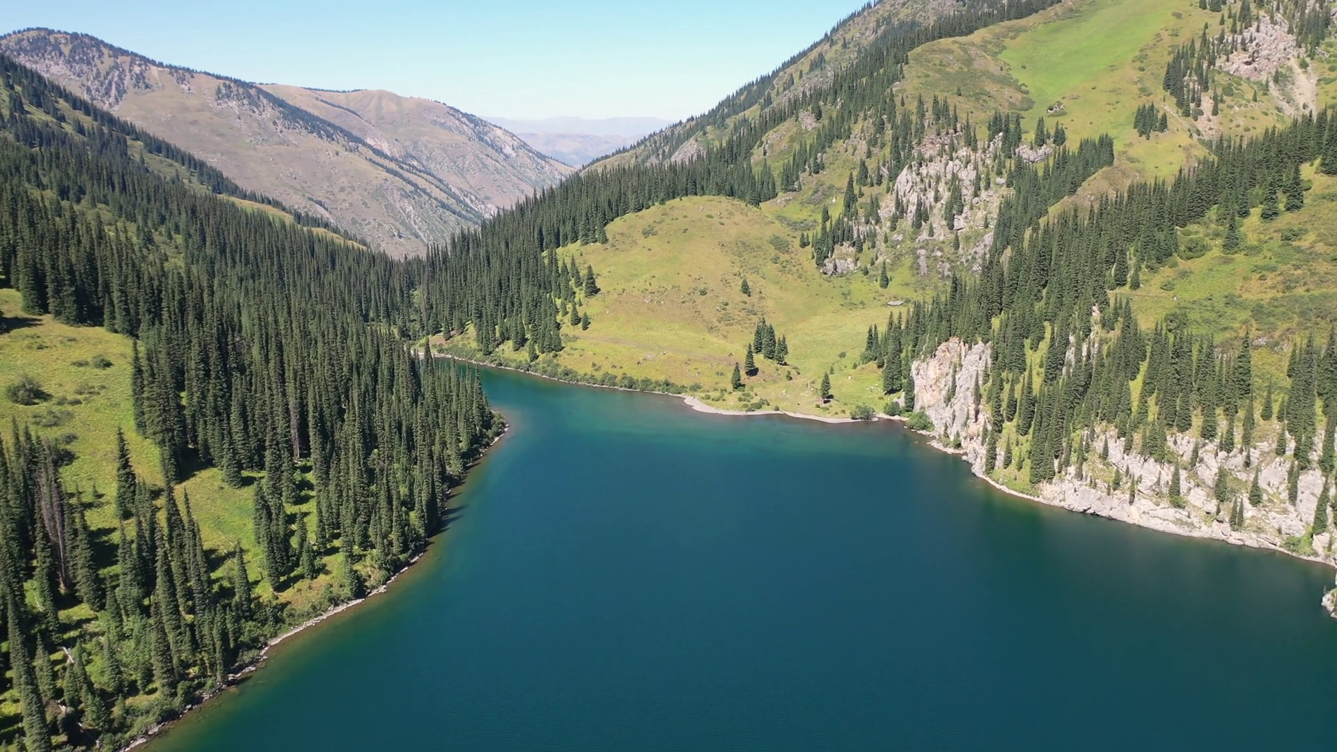 Aerial View Of Turquoise Kaindy Lake Stock Footage Sbv 353310951