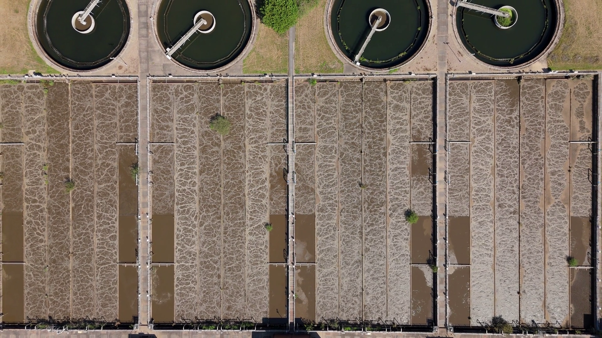 Aerial View Of Circular Water Clarifiers Stock Footage SBV-352893472 ...