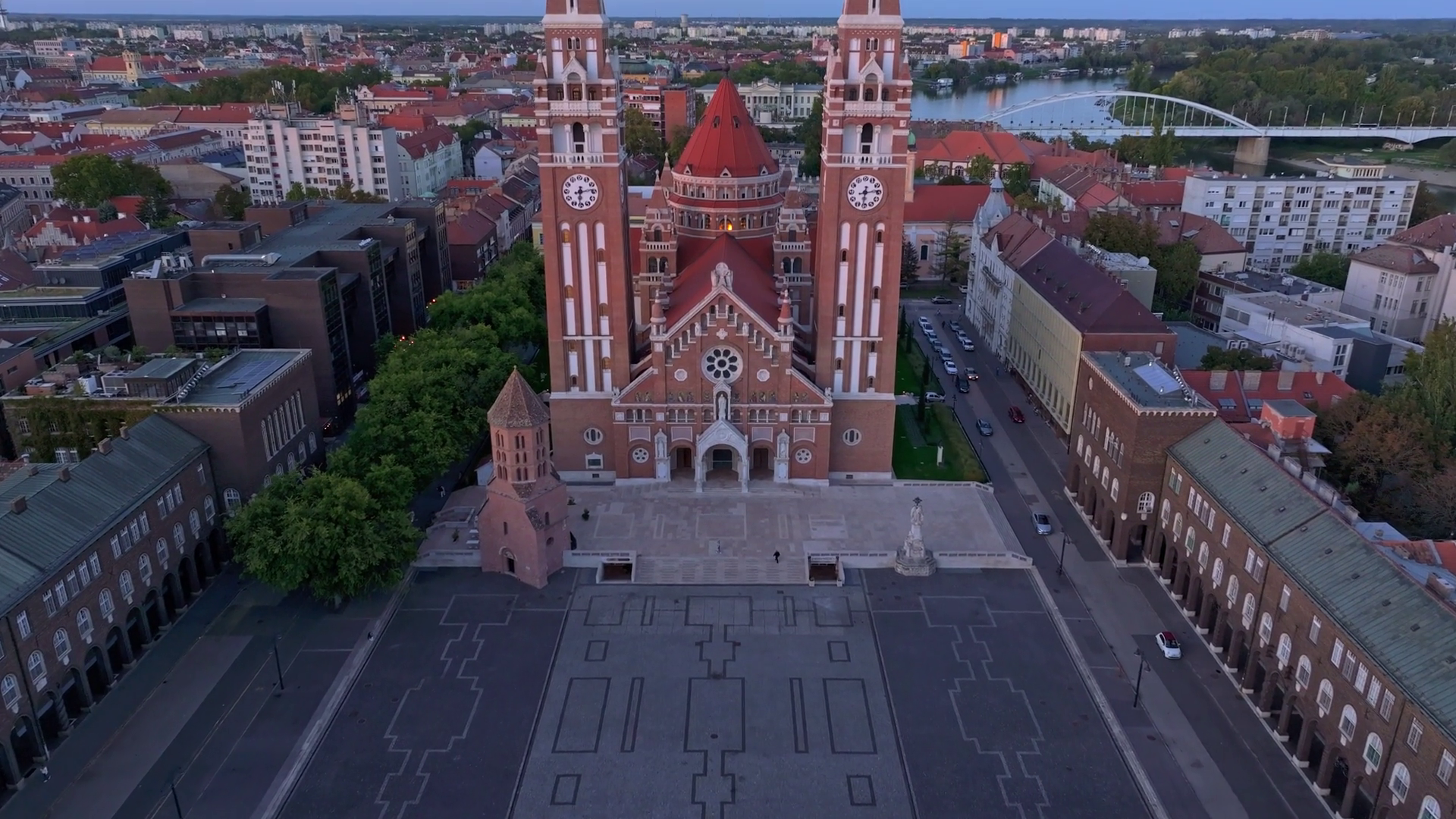 Aerial View Of Szegedi Dom Cathedral At Stock Footage SBV-351724646 ...