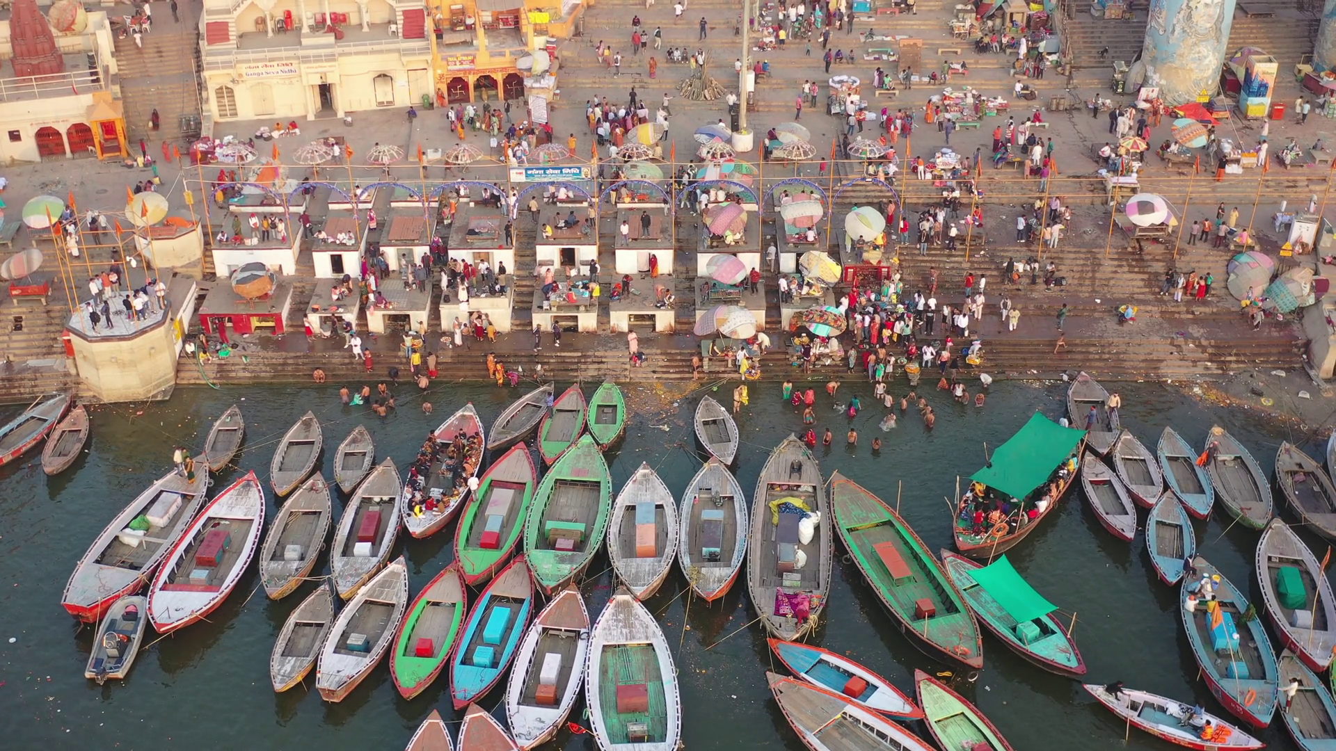 Aerial View Of Varanasi Spiritual Capital Of Stock Footage SBV ...