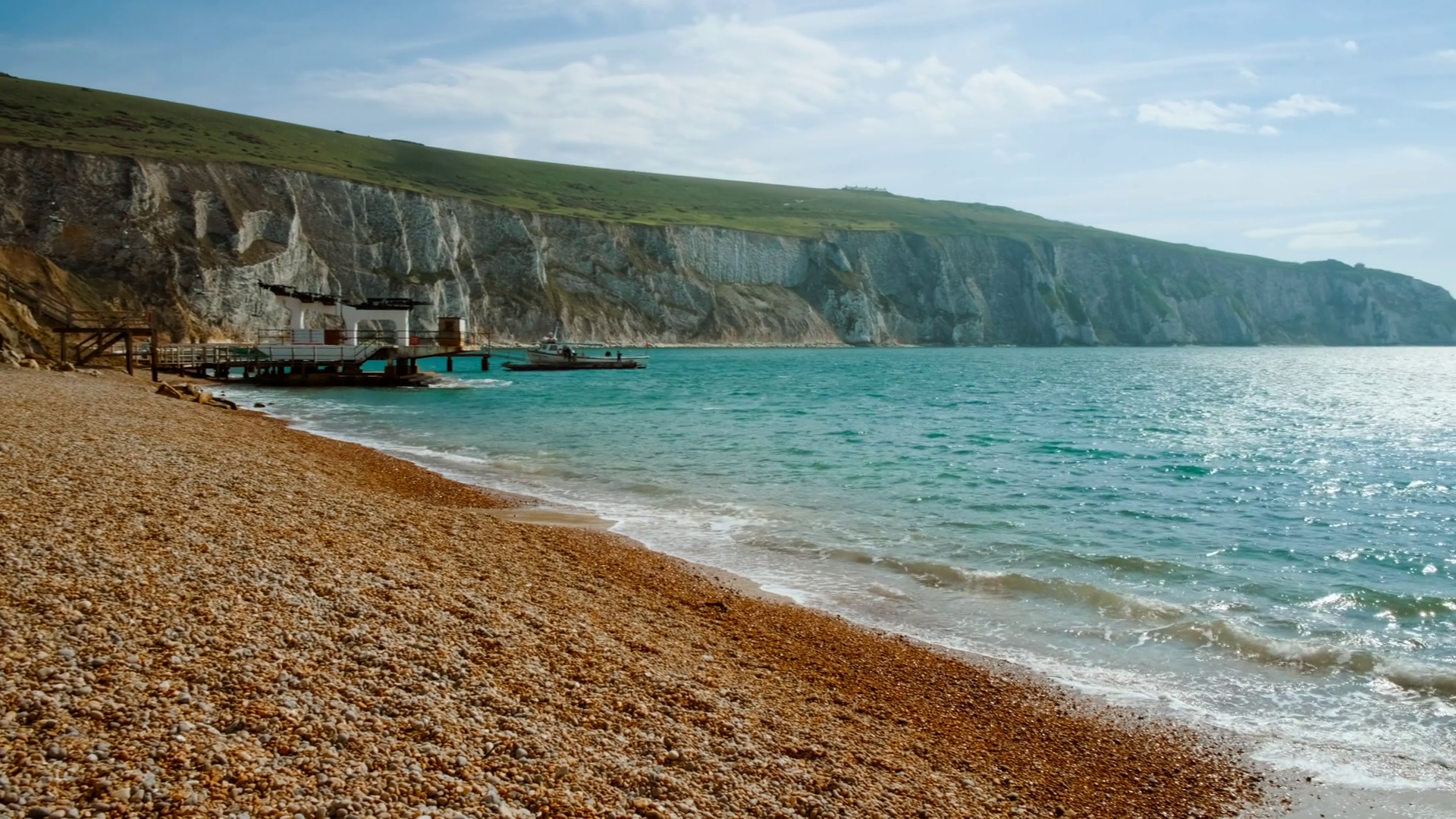 Revealing Beautiful Alum Bay In Isle Of Stock Footage SBV-352627852 ...
