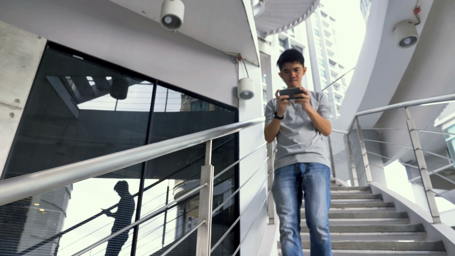 4k Clumsy Asian Man Falling Down From Stairs Stock Footage SBV ...