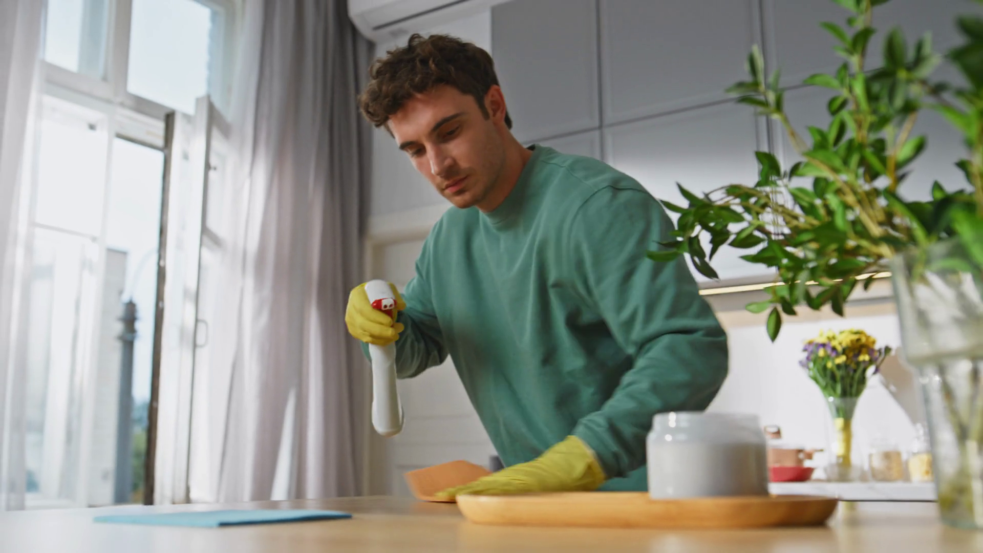 Man Hands Wiping Dirt Doing Routine At Home Stock Footage SBV-349271063 ...