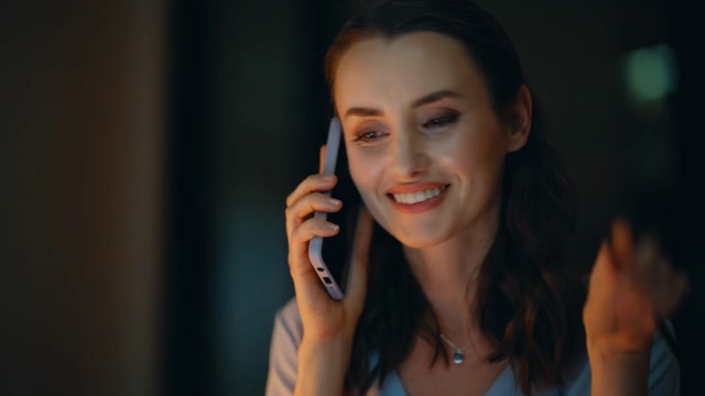 Smiling Woman With Talking Stock Footage: Royalty-Free Video Clips ...