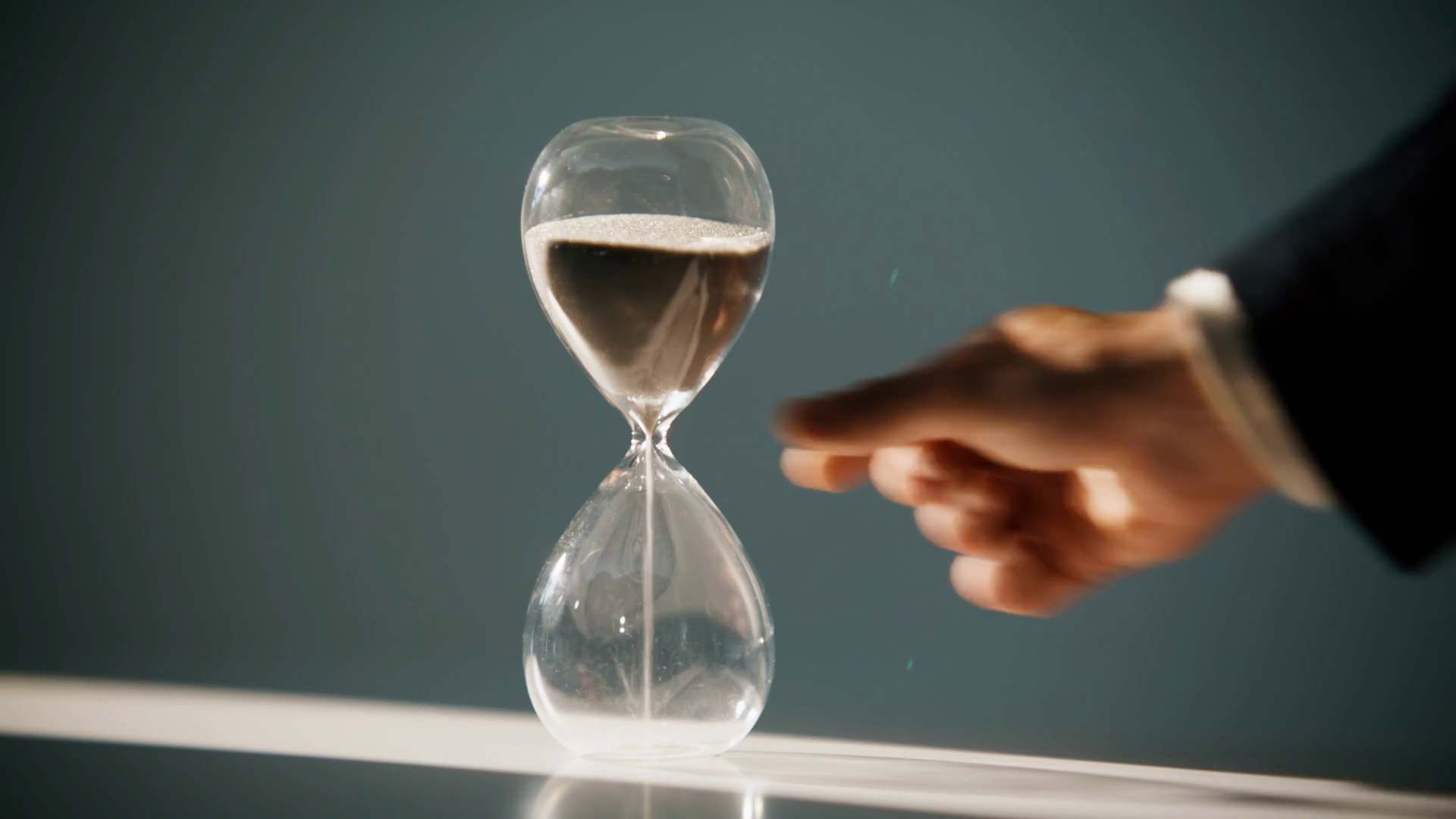 Closeup Hand Turning Hourglass Starting New Stock Footage SBV-352898105 ...