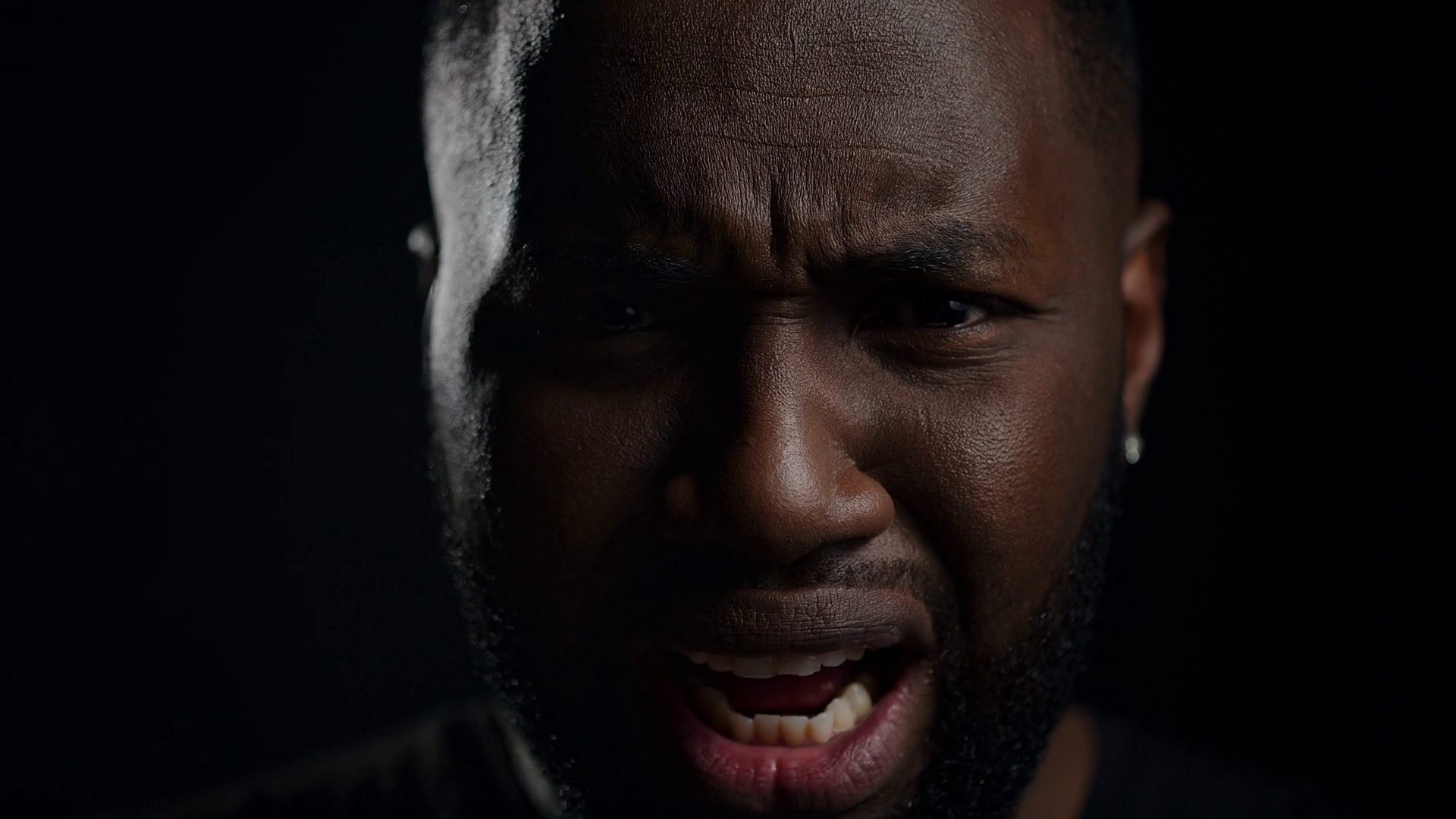 Closeup African American Man Crying On Black Stock Footage SBV ...