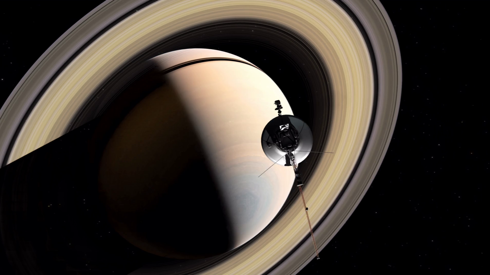 Space Probe Flyby Of Gas Giant Saturn Stock Motion Graphics SBV ...