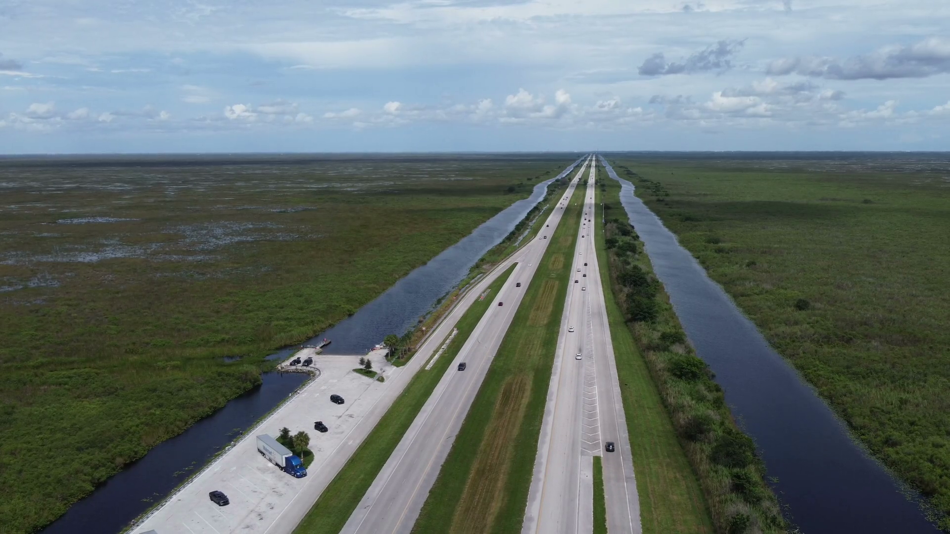Alligator Alley Static Drone Shot Of Highway Stock Footage SBV ...