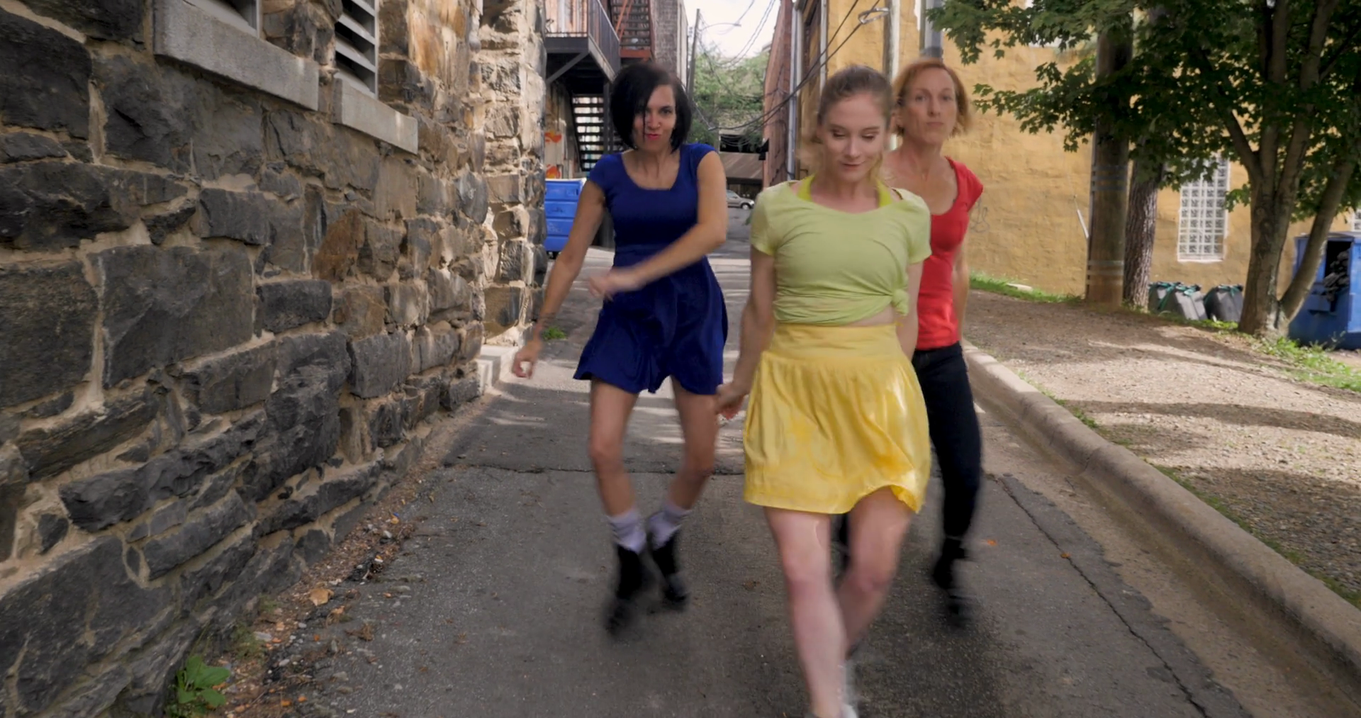 Three Women Dancing In Urban City Alley Stock Footage SBV-337939195 ...