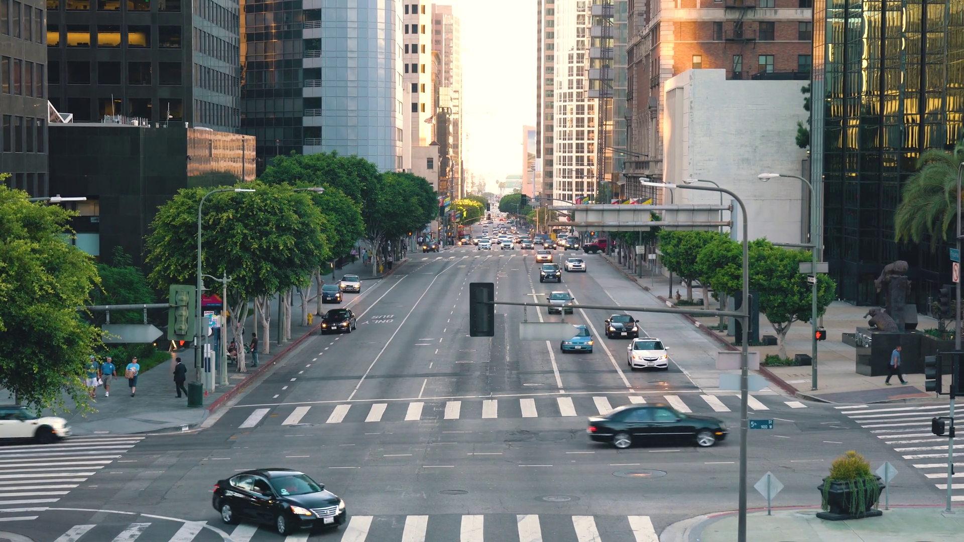 Traffic People Cross At Busy Intersection In Stock Footage SBV ...
