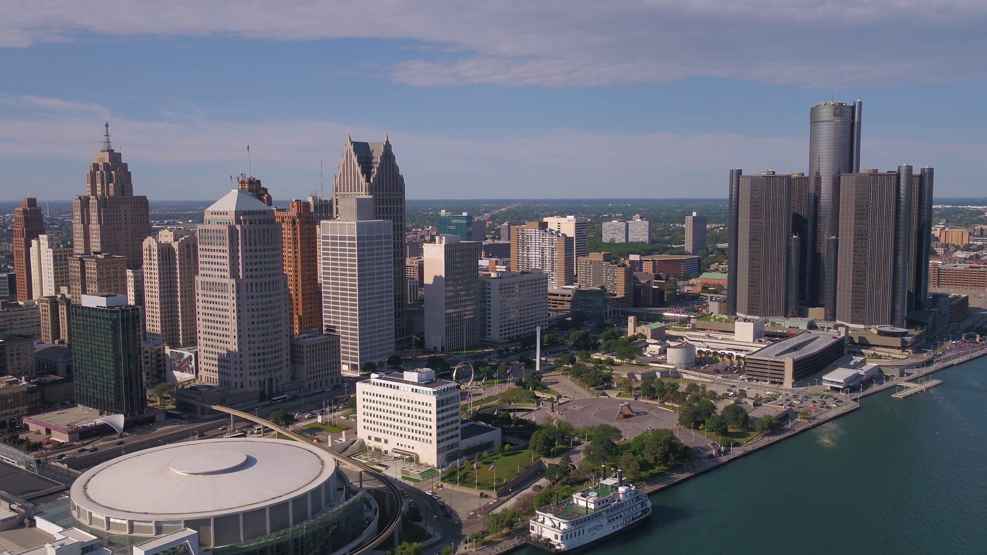 Aerial Michigan Detroit July 2017 Sunny Day Stock Footage SBV-317823809 ...