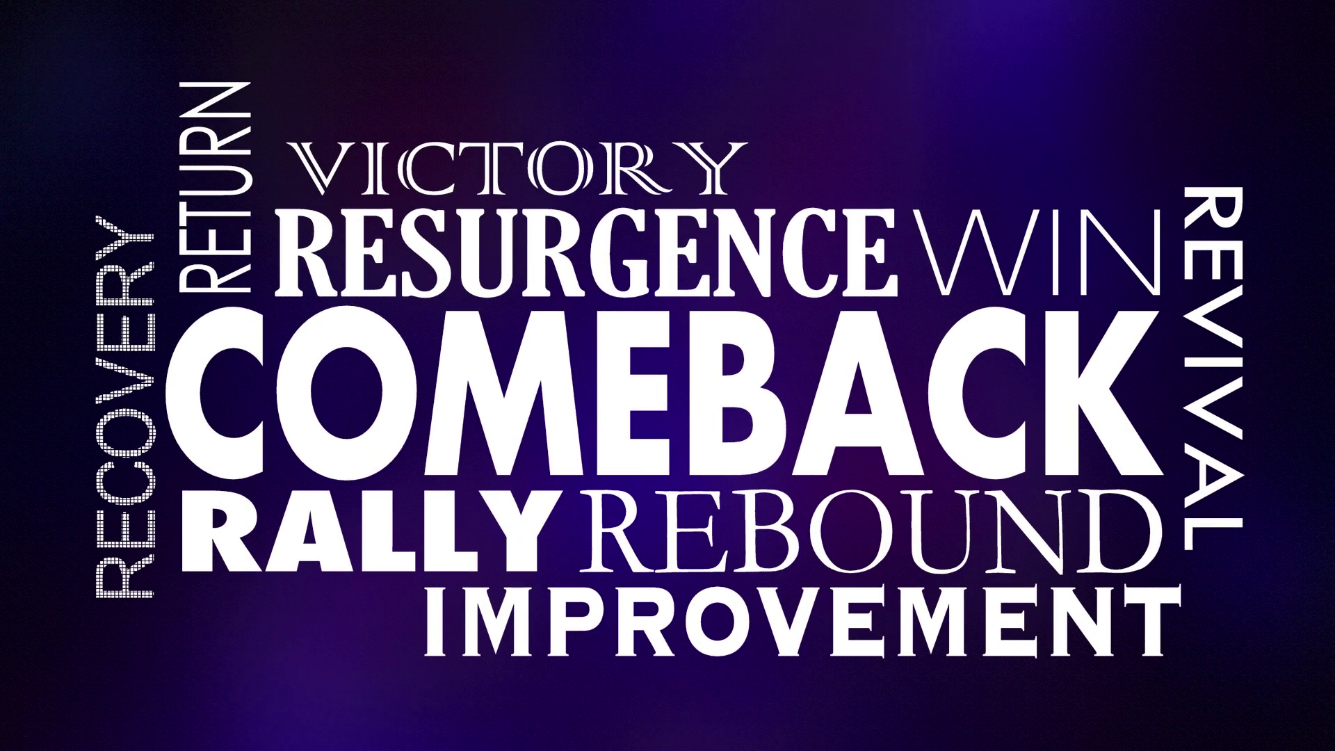 Comeback Return Win Victory Rebound Words 3 Stock Motion Graphics SBV ...