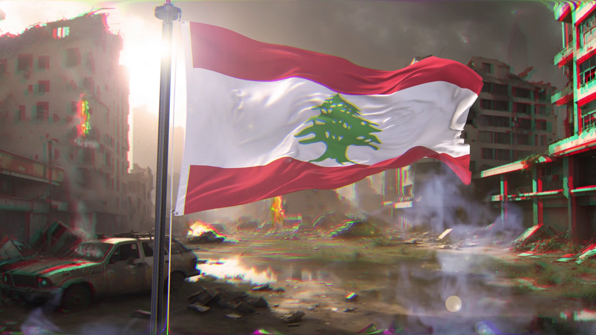 Lebanon Flag War Background Destroyed Stock Motion Graphics SBV ...