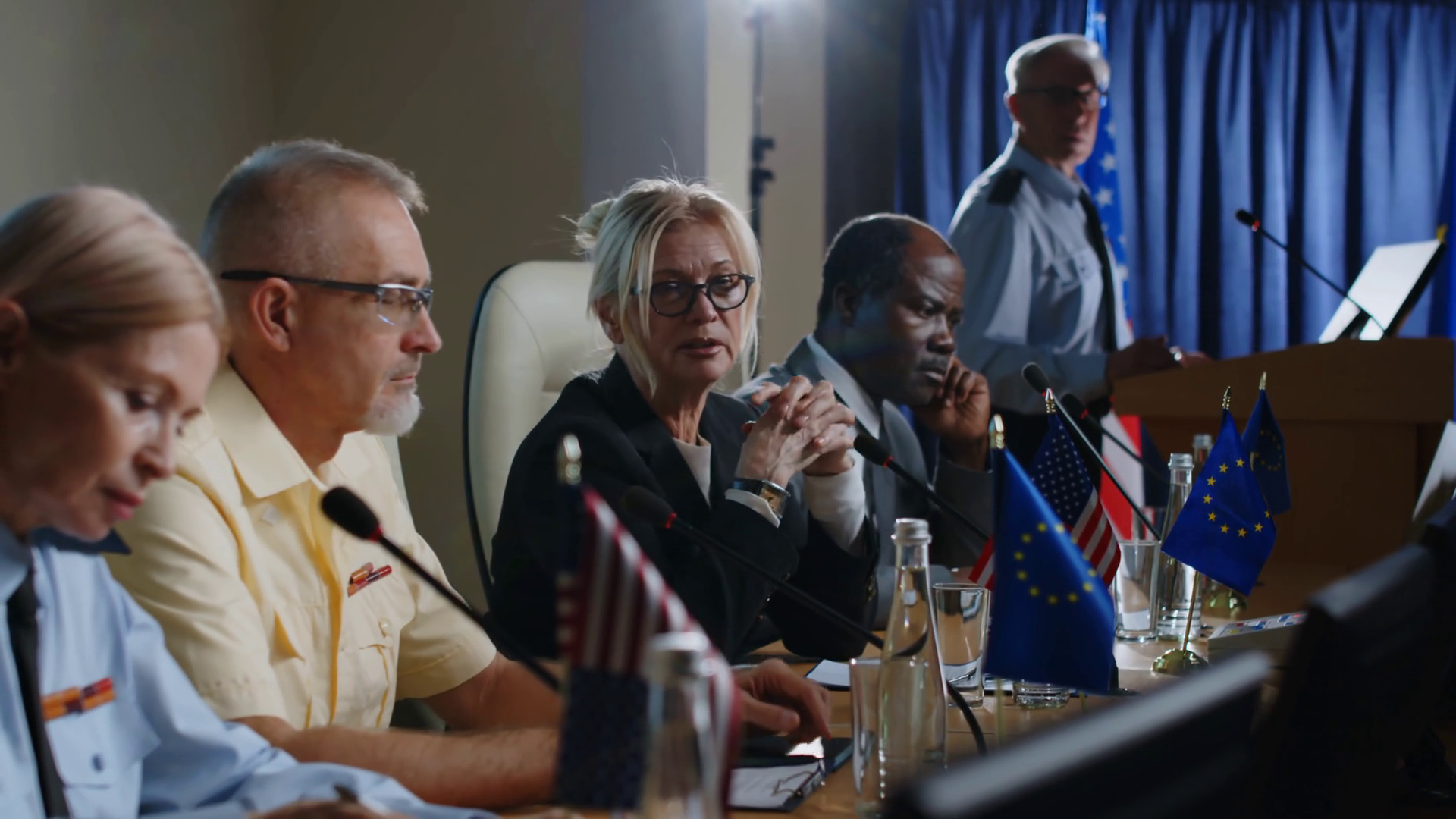 Senior Female Country Leader Sitting With Stock Footage SBV-348723154 ...