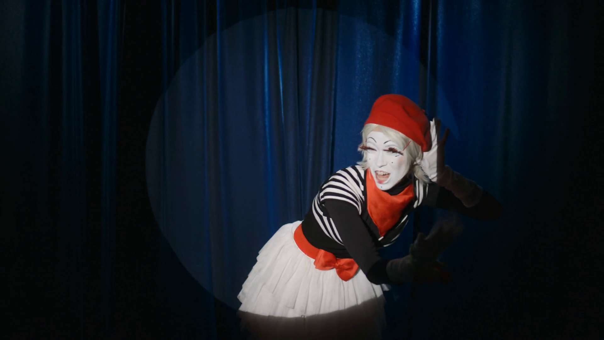 Female Mime Artist Coming Out On Stage From Stock Footage SBV-348967435 ...