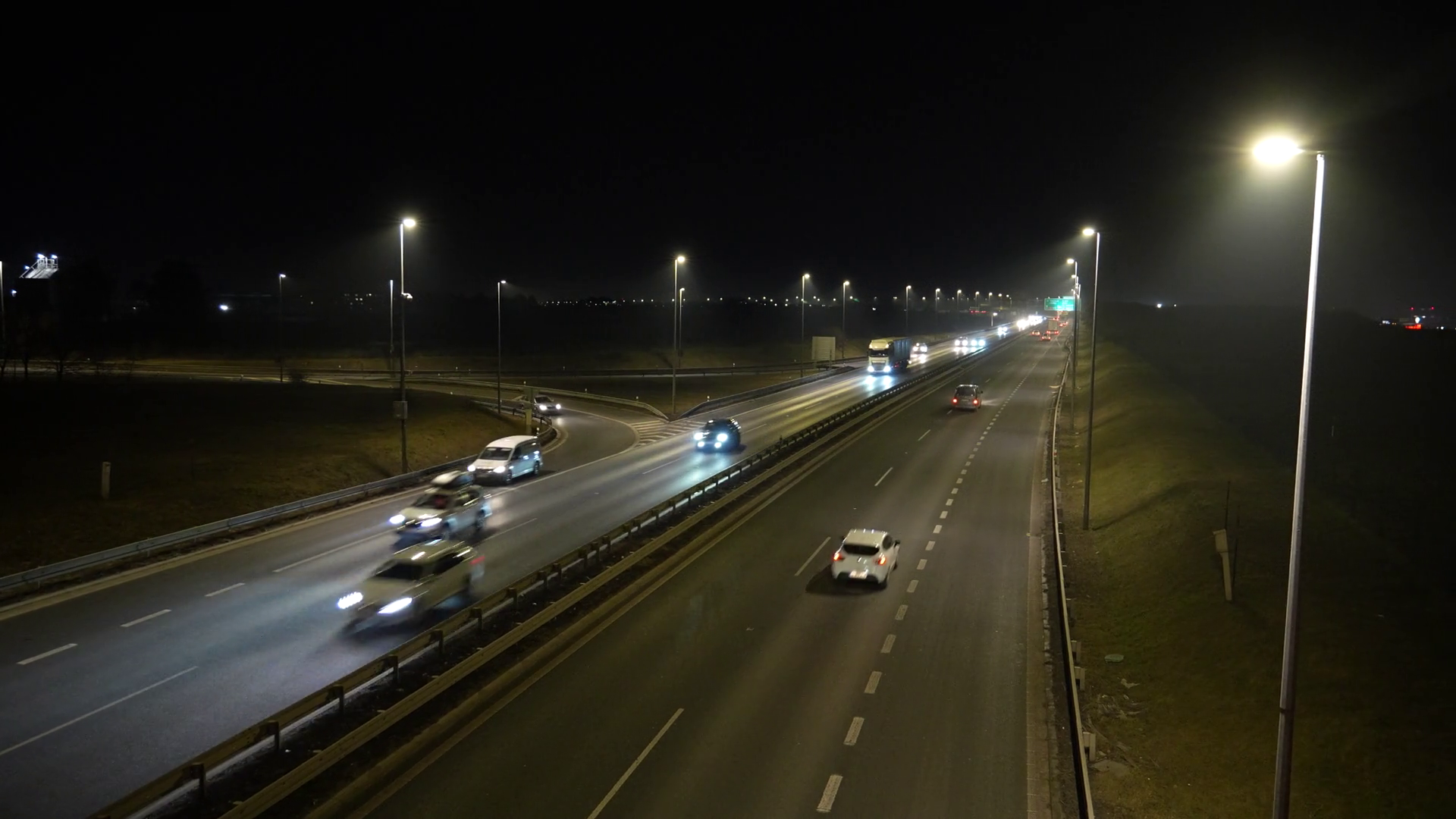 Cars Truck Drive On Busy Highway At Night - Stock Footage SBV-352087419 ...