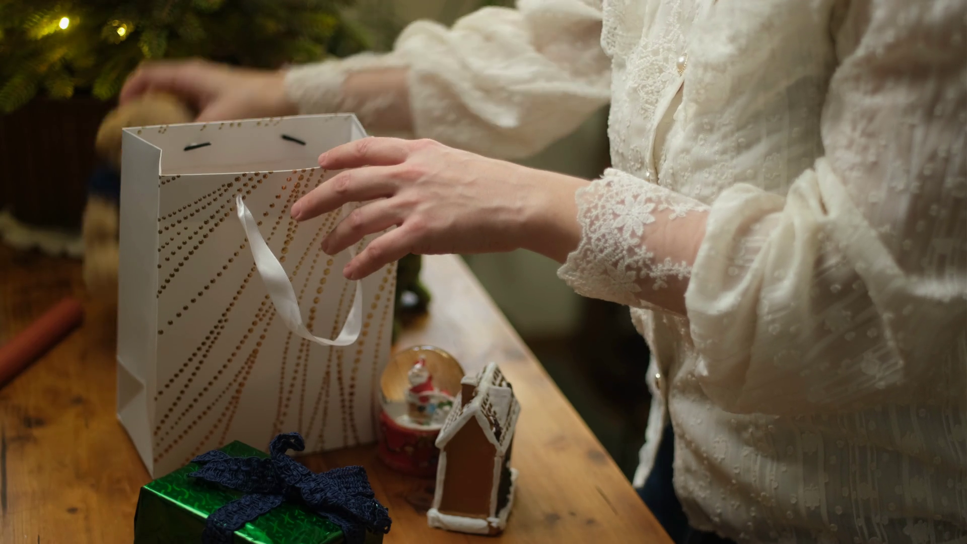 Woman Collecting Christmas Presents In Gift Stock Footage SBV-353271579 ...