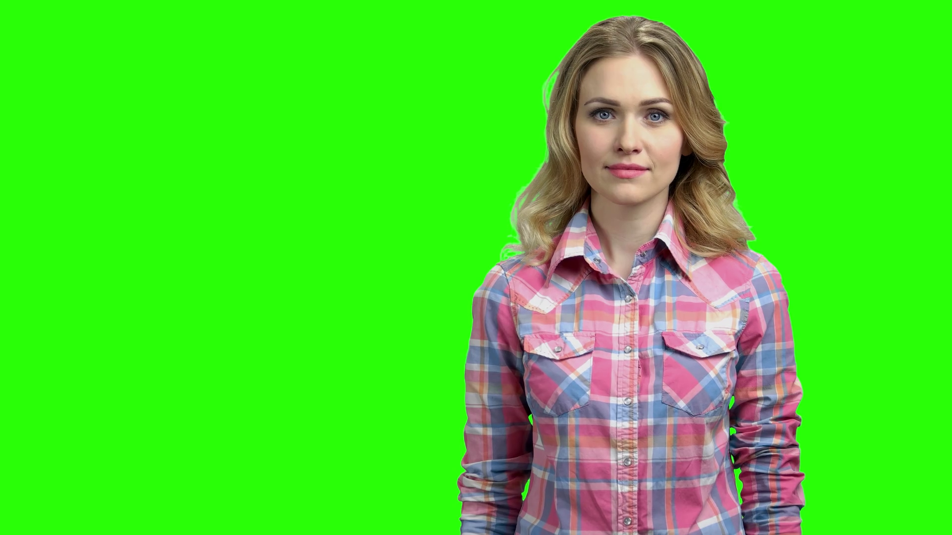 Smiling Woman Showcasing On Green Screen Stock Footage SBV-333962484 ...
