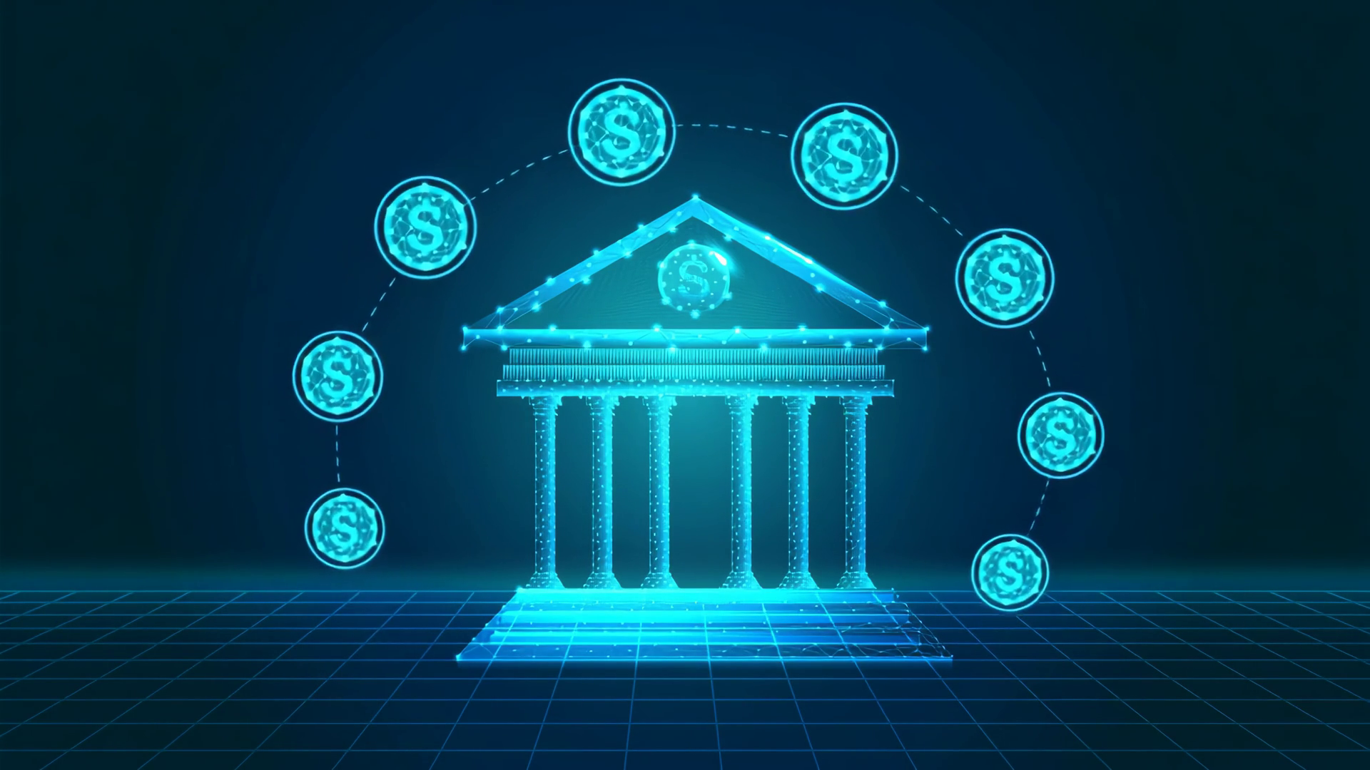 A Digital Illustration Of Bank With Floating Stock Footage SBV ...