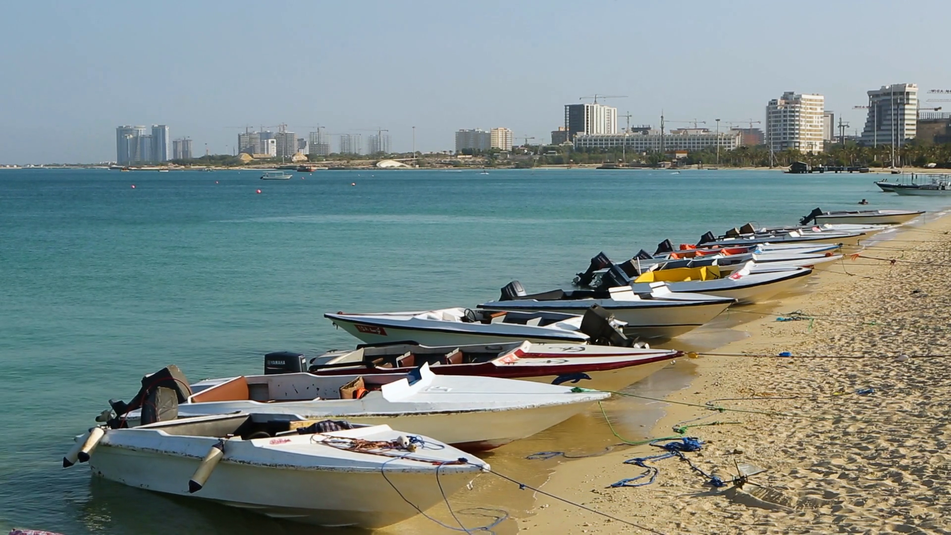 Kish Iran - 2020: Motorboats Parked On Beach Stock Footage SBV ...