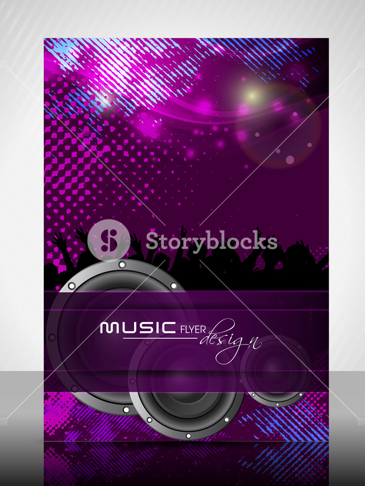 Eps 10 Music Concept Flyer Design Presentation With Music Instrument ...