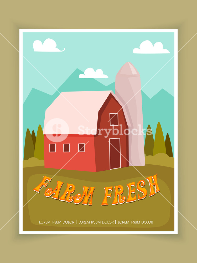 Stylish Farm Fresh flyer template or brochure design with nature view ...